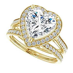 3 CT Heart Cut VVS1 Colorless Moissanite Engagement Ring Set for Women Bridal Ring Set Handmade Halo Moissanite Wedding Gifts Anniversary Promise for Love 925 Sterling Silver