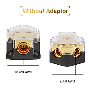 Power Distribution Block (1PCS) 0/2/4 Gauge in 4/8 Gauge Out 2 Way Copper Power Distribution Block Fit for Car Audio Stereo Amp Distribution Connecting Block , Fit Audio Splitter