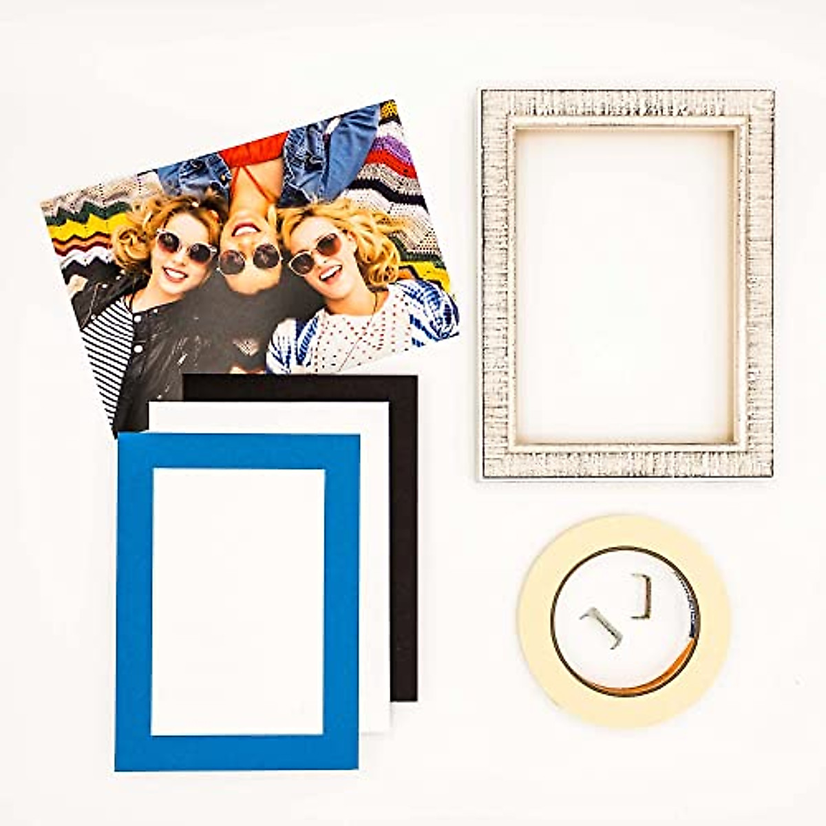 8x12 Mat Bevel Cut for 5.5x8.5 Photos - Acid Free Bay Blue Precut Matboard With Backing Board and Crystal Clear, Self Seal Photo Mat Bag - For Pictures, Photos, Framing - 4-ply Thickness
