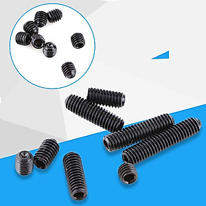 Fdit 200pcs M3 Black Carbon Steel Socket Cup Point Grub Set Screw Assortment