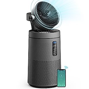 AROEVE Air Purifiers Fan for Home Large Room With 2-In-1 Air Circulator Fan System And Smart WIFI Cover 1980 Sq.Ft Oscillating Air Purifier With Washable Filter For Indoor Whole Home, MK08W-Space Gray