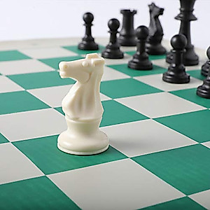 HOLYKING 20" Tournament Travel Chess Sets Roll Up, Beginner Portable Vinyl Chess Board Game Set in Carry Tube, Family Games for Kids Adults -Forest Green