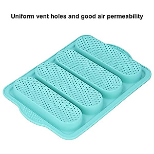 Bread Baking Pan, Insulated Handle Smooth Surface Easy Demolding Silicone Baguette Mould Wearproof Good Flexibility For Kitchen(green)