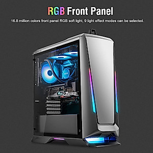Segotep M600 Mid-Tower ATX Gaming PC Case w/Fantasy ARGB Skylight & ARGB Front Panel, Separate Magnetic Power Switch, USB 3.0 Tempered Glass Phantom Black Computer Case