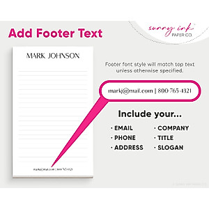 Personalized Custom Notepad - Office Business Professional Desk Writing Paper - Memo Scratch Legal Pad