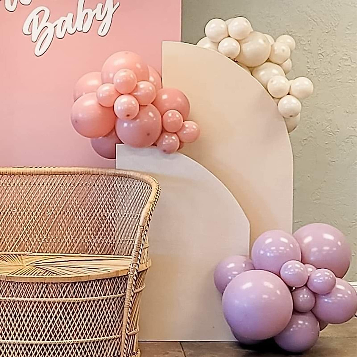 Purple Pink Balloon Garland Arch Kit Nude White Double Stuffed Balloons Cream Blush White Sand Latex Balloons Peach Pastel Light Purple Dusty Pink Balloon Birthday Party Decoration Boho Wedding