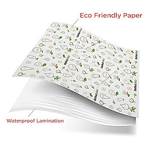 Minimono Baby Splat Mat for Under High Chair - 30 Pcs Disposable and Waterproof Splash Mats - 40"x47" Multipurpose Activity Mat for Picnic Art Craft - Baby Led Weaning Supplies (Fruits and Vegetables)