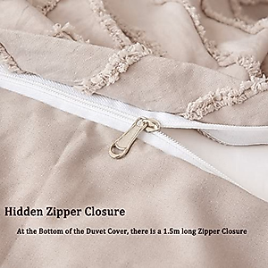 Warmarky Camel Leaf Shape Tufted Duvet Cover King(91''x 102'') Size Light-Weight, Textured Bedding Comforter Cover Set, 1pcs Duvet Cover & 2pcs Envelop Pillowcase(NO Comforter)