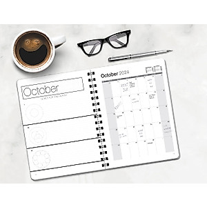 Dated Minimalist DayPlanner - 12 Monthly Calendar Overview, to-do Lists, Weekly and Daily Planning (6.625 by 9 inches), 2024 Coffee Minimalist