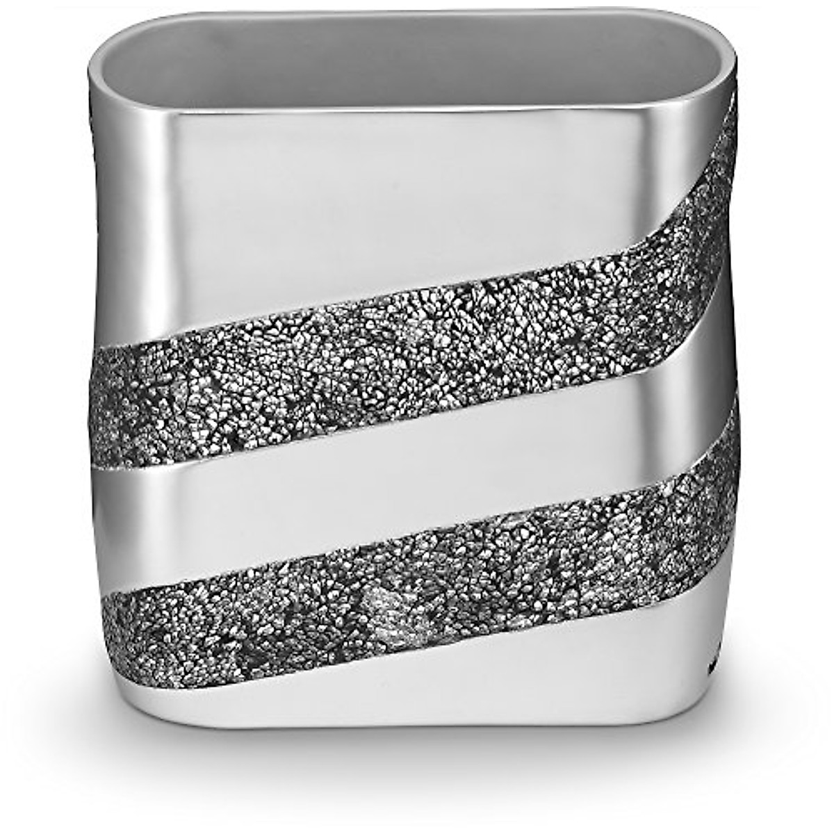 Creative Scents Silver Mosaic Bathroom Trash Can - Decorative Waste Basket for Bathroom - Durable Slim Space Friendly Small Trash Can for Bathroom, Powder Room, Bedroom, Living Room Or Office