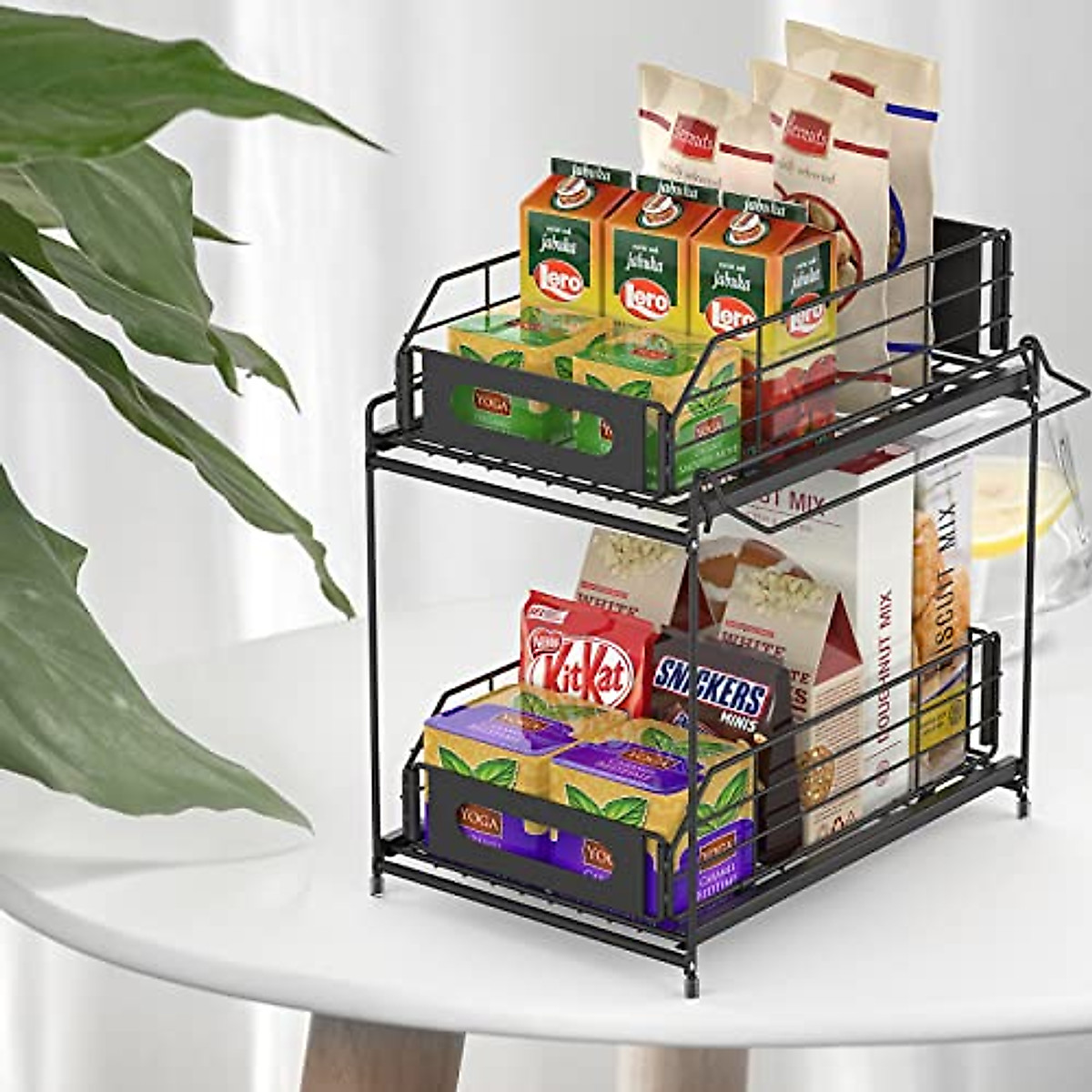 Newfun Under Sink Organizer, 2 Tier Slide Out Sink Shelf Cabinet Storage Shelves, Pull Out Cabinet Organizer for Under Kitchen Bathroom Sink Organizers and Storage