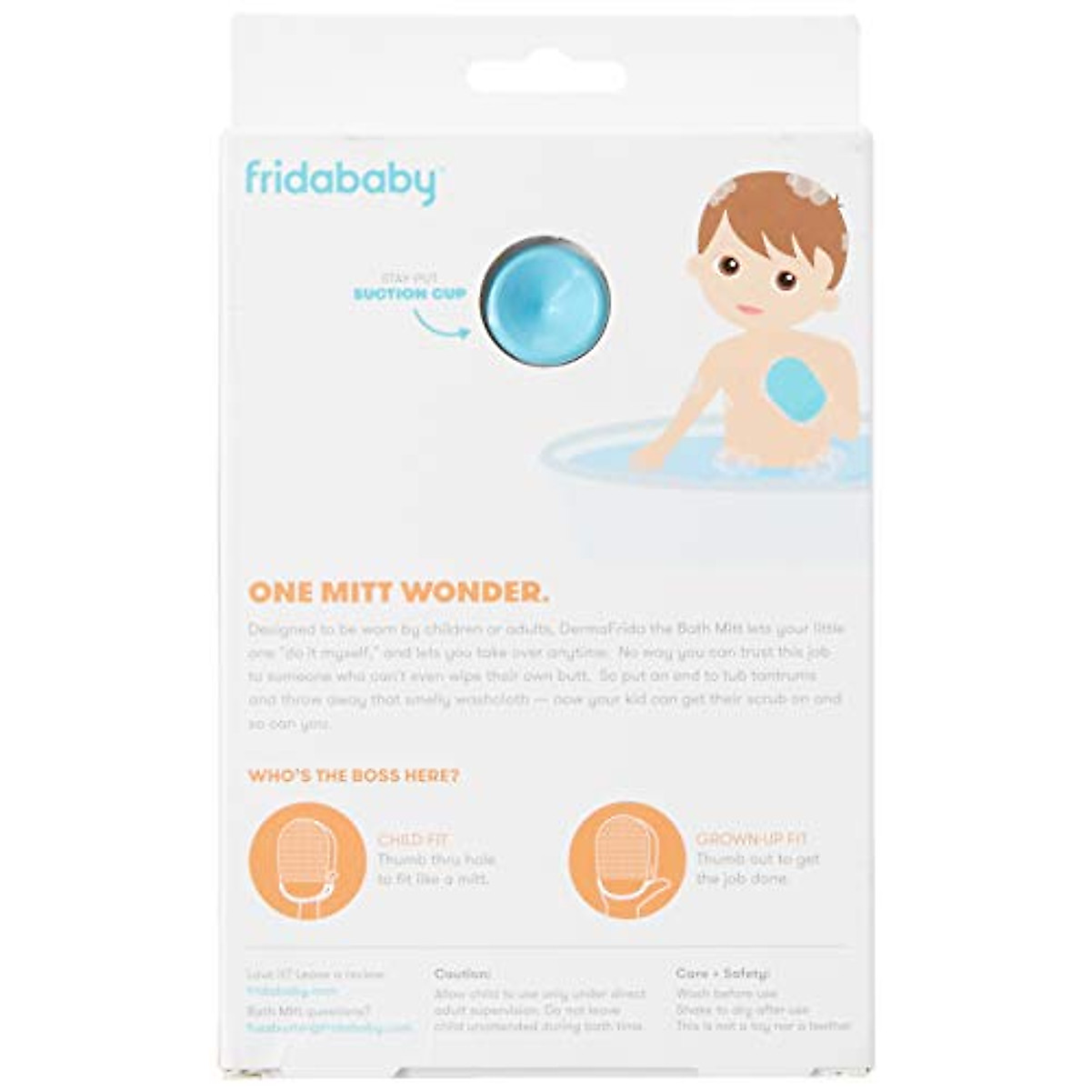 Frida Baby DermaFrida the Bath Mitt | Toddler Quick-Dry Body Bath Brush, Silicone, Replacement to Kid's Washcloth | Fits Both Parent or Child for Early Stage Development