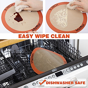 MMmat Silicone Baking Mats Set of 2 Round Non-Stick Reusable Air Fryer Linner - Best German Silicone - 8 inch