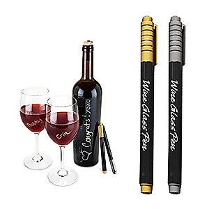 Generic 4 Wine Glass Markers Pen Gold Silver Erasable Washable Weddings Party Drink Name