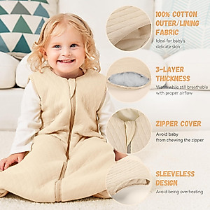Yoofoss Baby Sleep Sack 12-18 Months TOG 2.5 Winter Baby Wearable Blanket, 100% Cotton Toddler Sleeping Sack 2-Way Zipper Warm Quilted Sleepsack