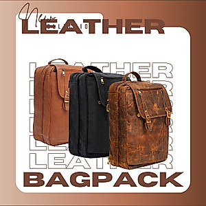 DreamController Leather Backpack Convertible 5in1 Laptop Bag, Shoulder Backpack, Messenger-Crossbody, Trolly Strap, Handle