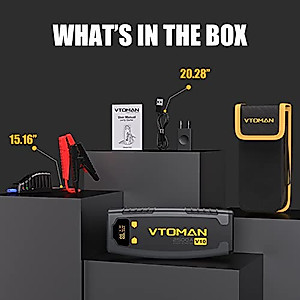 VTOMAN V10 Jump Starter, 2500A for 9L Gas and 7L Diesel Engine with PD30W Two-Way Quick Charge, Car Battey Charger Jump Box Portable, 12V Auto Battery Booster Power Pack with Jumper Cable WorkLight