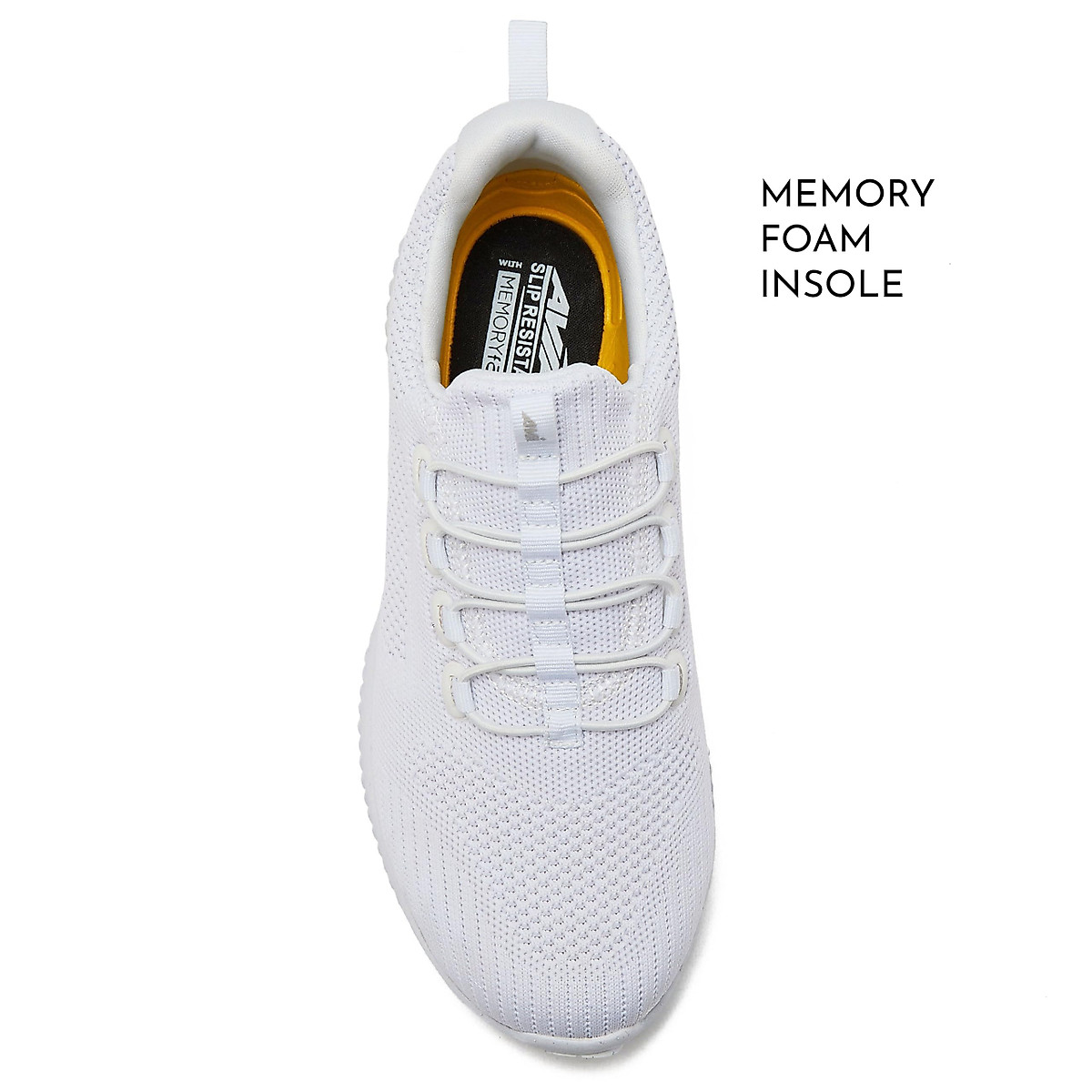 Avia Anchor Mesh Slip On Black Non Slip Shoes for Women, Comfortable Water Resistant Womens Food Service Slip On Sneakers - White, 6.5 Medium