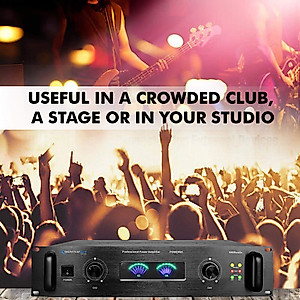 Technical Pro 6000 Watts Professional Portable PA System, 2 Channel Digital Stereo Power Amplifier with Dual Cooling Speed Fans for Home Speaker System