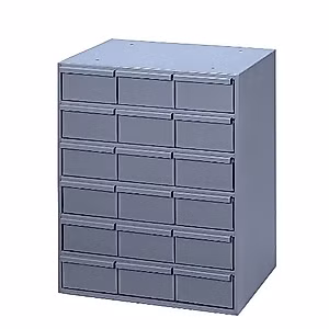 Durham 006-95 Gray Cold Rolled Steel Vertical Storage Cabinet, 17-1/4" Width x 21-1/4" Height x 11-5/8" Depth, 18 Drawer