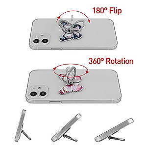 LSL Cute Butterfly Cell Phone Ring Holder 360°Rotation Metal Finger Stand Kickstand Universal Compatible with iPhone Samsung Galaxy LG Google Pixel iPad Three Pack Pink Blue Purple Pretty Butterfly