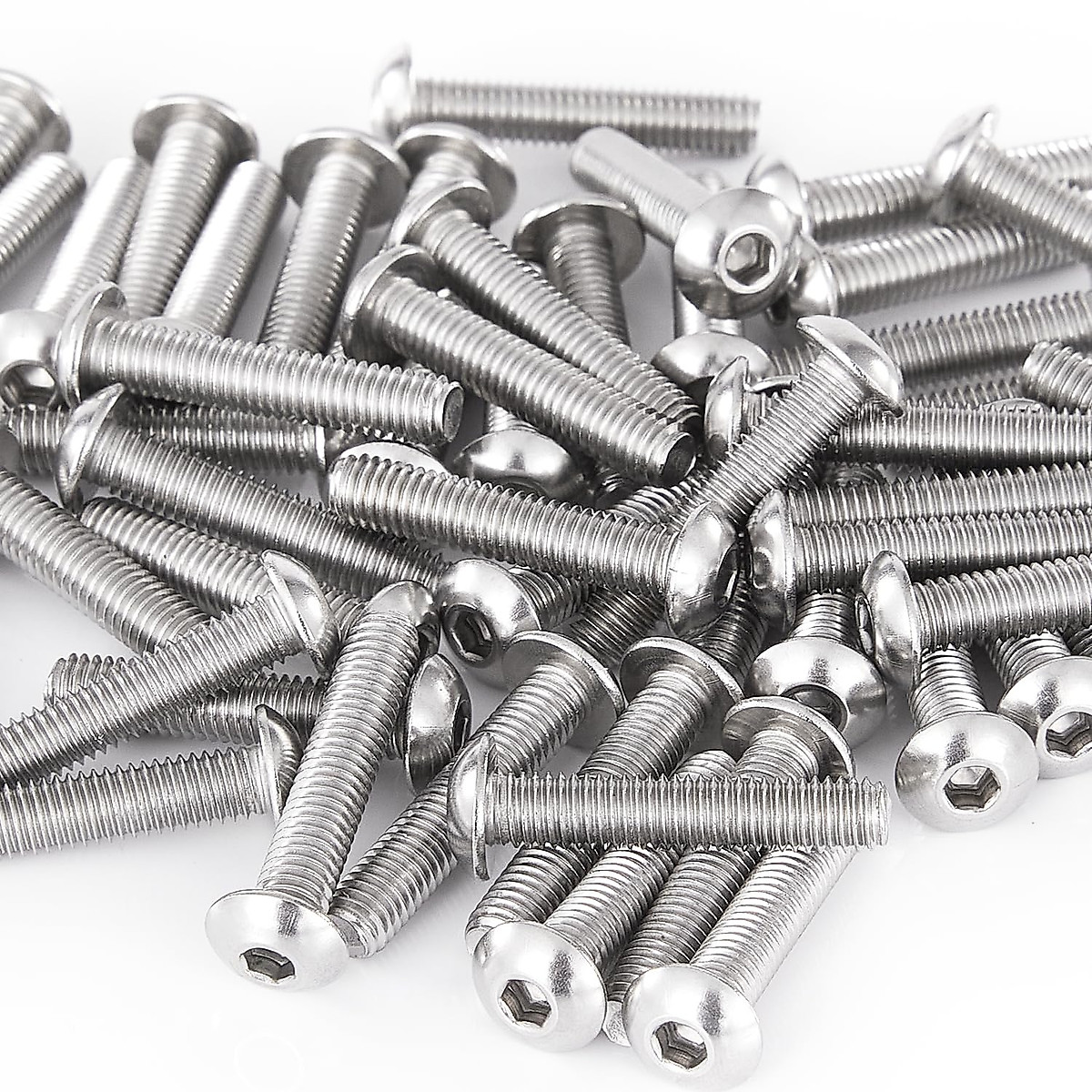 M5-0.8 x 50mm Button Head Socket Cap Screws Bolts 304 Stainless Steel Metric Machine, Allen Hex Drive, Bright Finish Fully Threaded 25PCS