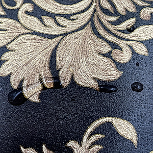 Yifasy Coffee Damask Cabinet Liner Self-Adhesive Shelf Drawer Paper Black Easy Install Redo Countertops Storage Chests 118x17.7 Inch