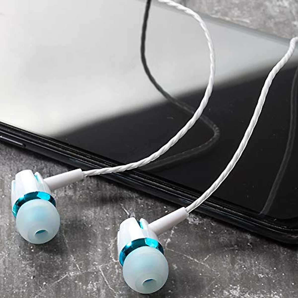 Fashion Wired Headset，1Set Wired Stereo Earphone In-ear Heavy Bass Built-in Microphone Noise Isolating Compatible with Smartphones,iPod,iPad, MP3 Players,Fits All 3.5mm Interface Blue One Size