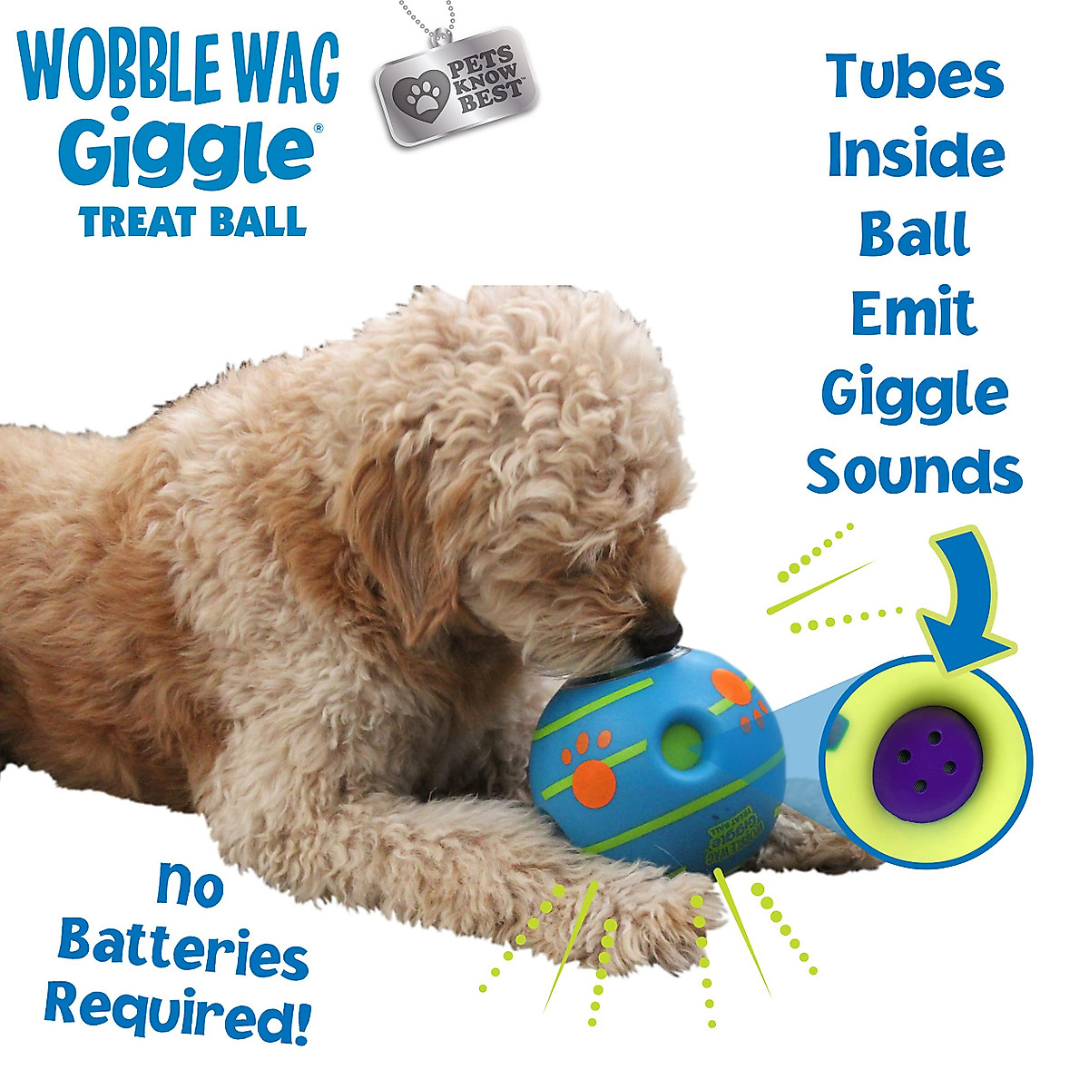 Wobble Wag Giggle Treat Ball- Interactive Dog Toy & Treat Dispenser, Fun Giggle Sounds When Rolled or Shaken, Great for Dogs Pets Know Best