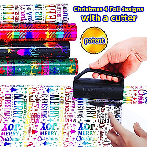 THMORT Christmas Wrapping Paper 4 Rolls with a Wrapping paper Cutter Kit for Boys&Girls,Adults,Kids Colorful Foil Mini Rolls 17 Inch X 120 Inch Gift Wrapping Paper Roll for Merry Christmas