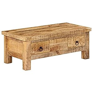 BUKSCYJS Coffee Table,Elevating Coffee Table, Adjustable Storage Coffee Table Suitable for Living Room, Office, Balcony, Family Living Room 35.4"X17.7"X13.8" Solid Mango Wood
