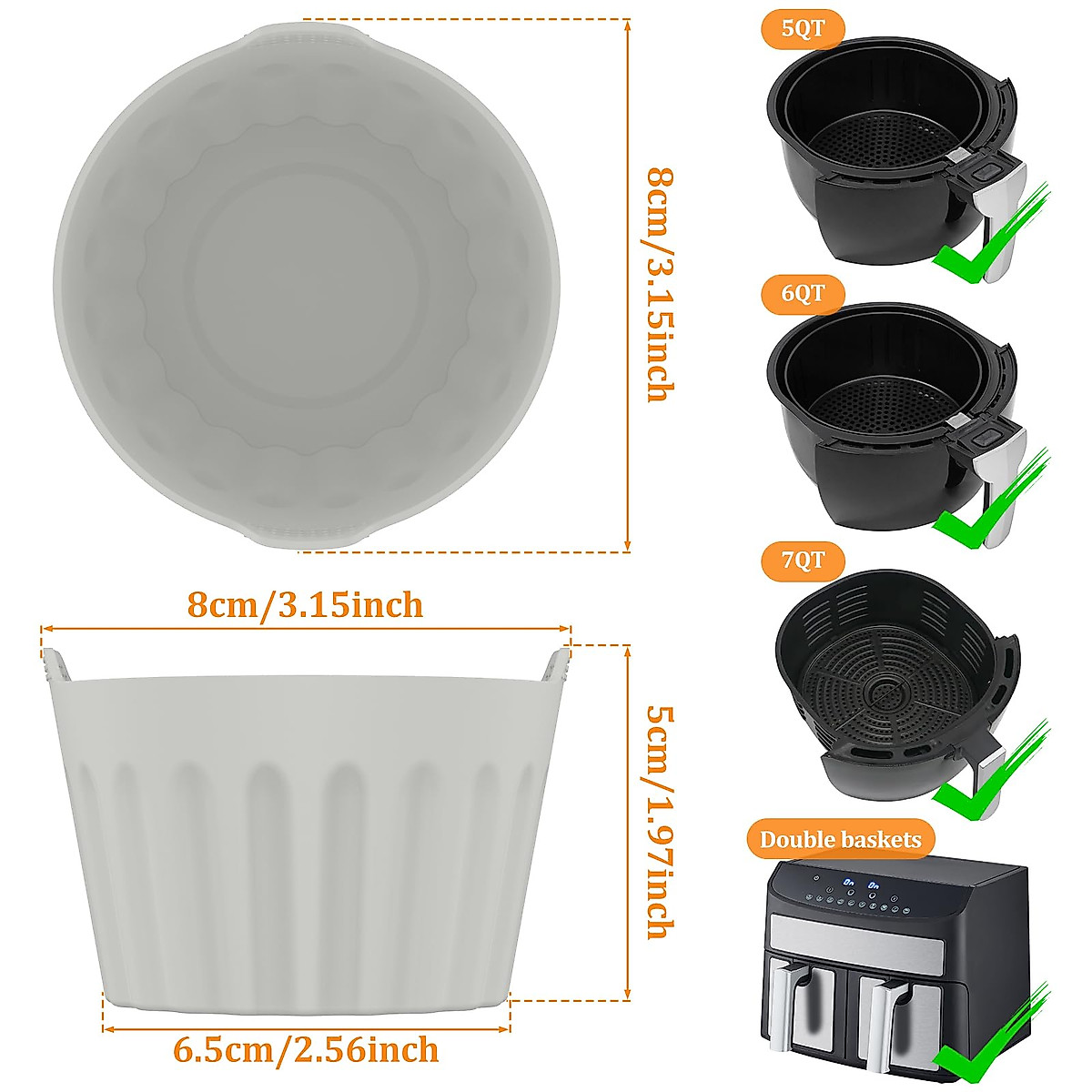 KTZCTPCA 9Pcs Silicone Air Fryer Egg Mold, Reusable Nonstick Egg Bites Pan Alternative, Egg Boiler Mold Cup, BPA Free, Dishwasher Safe Poached Egg Cups for Microwave Air Fryer Stovetop Egg Cooking