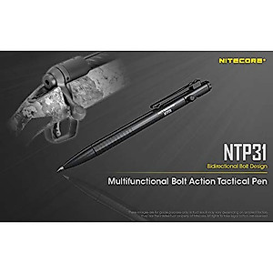 Nitecore NTP31 Bolt Action Tactical Pen with Tungsten Steel Glass Breaker and LumenTac Organizer