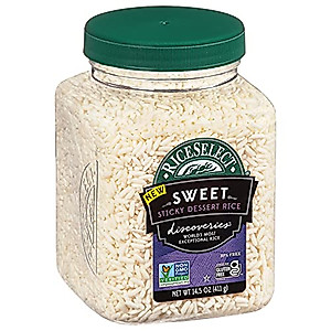 RiceSelect Discoveries Sweet Sticky Dessert Rice, Gluten-Free, Non-GMO, Vegan, 14.5-Ounce Jar, White