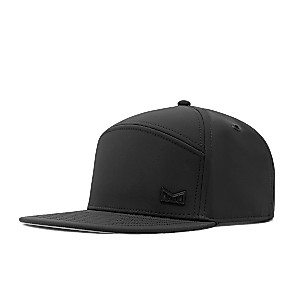 melin Trenches Icon Infinite Thermal, Black, Men's Performance Snapback Hat for Cold Weather, Water-Resistant Flat Bill Baseball Caps for Men & Women, Golf, Running, or Workout Hat, Medium-Large