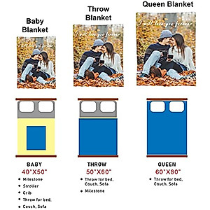 Custom Blanket with Text Picture Collage Customized Throw Blankets, Personalized Throw Blankets, Birthday Anniversary Wedding Personalized Gift for Friends, Couples, Dad, Mom, Kids, Dogs - 50"x40"