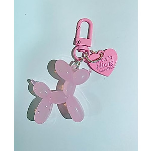 LAEKOU Jelly Balloon Dog Design Keychain for Women, Cute Light Pink Girls Key Chain, Key Chains Accessories for Car Keys