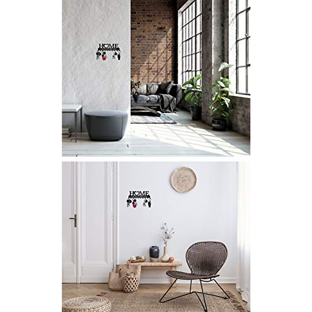 SirHoldeer Key Rack for Wall, Black Key Holder for Wall Decorative, Metal Wall Decor for Office, Hallway, Entryway, Key Hooks Hanging Keys, Small Key Hanger for Wall, Farmhouse Home Sweet Home Sign