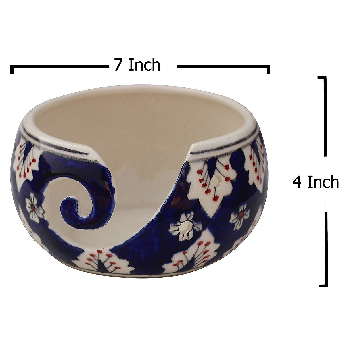 7-Inch Ceramic Yarn Bowl for Knitting and Crocheting with Smooth Spiral Outlet – Tangle-Free Yarn Organizer by ABHANDICRAFTS (AB-BOWL-022)