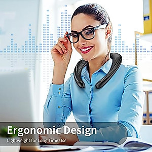 BUGANI Neckband Bluetooth Speaker, Wireless Neck Speaker True 3D Stereo Sound, Lightweight Personal Body Speakers with 24H Playtime, Waterproof Shoulder Speaker Built-in Mic, Comfortable Design, Black