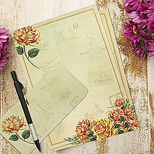 Stationary Paper and Envelopes Set Pack of 48 - Japanese Stationery Set Vintage Floral Letter Writing Paper - 8.5 x 11 Inch