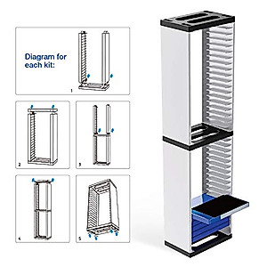 Auliuakz Disk Storage Rack -36 Games CD Disk Storage Rack Shelf Storage Tower Protective Stand for PS5 Switch
