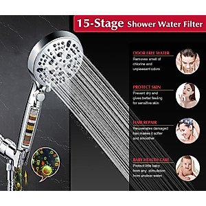 Filtered Shower Head with Handheld,High Pressure Water Flow and 10-Mode Shower Head Filter for Hard Water,Water Softener Shower Head,Handheld Shower Head with 70“ Long Hose