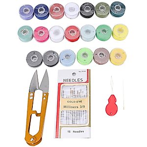Cechoayuu Sewing Kit Set Portable Sewing Kit with Scissors,Thread Needle Portable DIY Crafts Accessories with Thread, Scissors, Needles, Tape Measure and Other Accessories