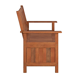 CorLiving Miramar Natural Brown Stained Hard Wood Outdoor Storage Bench