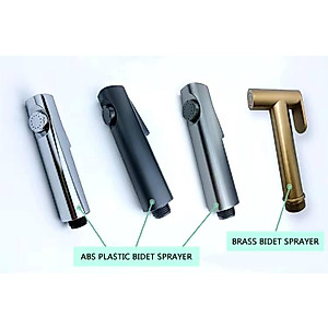 New Bidet Sprayer Set Solid Brass Body with Open and Close Switch ABS Plastic Bathroom Toilet Fixture (Black PVC Hose)