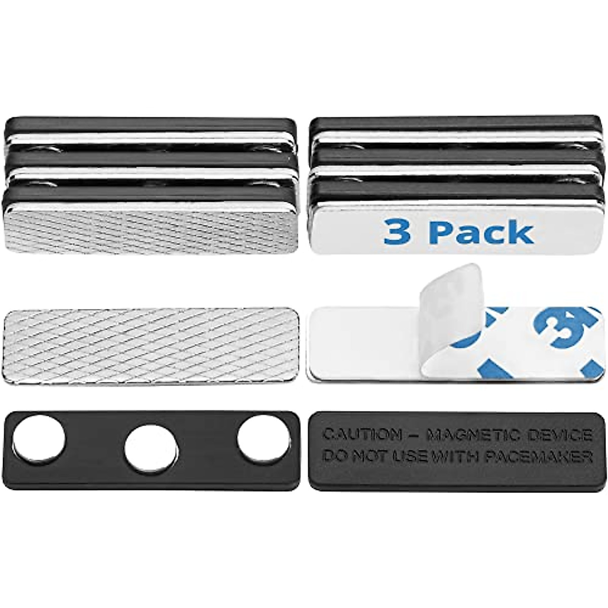 Mata1-USA Name Tag Magnets (3 Badge Holder Magnets, 1.75 x 0.5 inches), Name Tag Magnet Backs w/ 3 Extra-Strong Neodymium Magnets for ID Badge Holders
