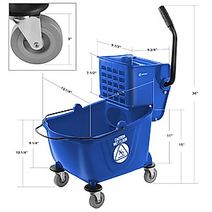 Dryser Commercial Mop Bucket with Side Press Wringer, 26 Quart, Black