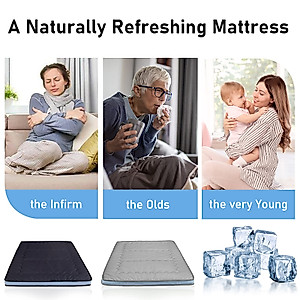 MAXYOYO Cooling Floor Mattress Japanese Futon Mattress for Hot Sleepers, Cooling Mattress Pad Portable Camping Mattress Roll Up Mattress for Summer, Breathable Mesh, Cool Sleep, Charcoal Black, Full