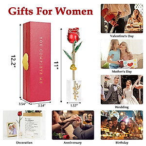 24k Gold Dipped Real Rose, for Her/Girlfriend, Forever 24k Rose with Crystal Stand, Handmade Gifts for Women Wife Mom on Valentines Day Birthday Anniversary Mother's Day